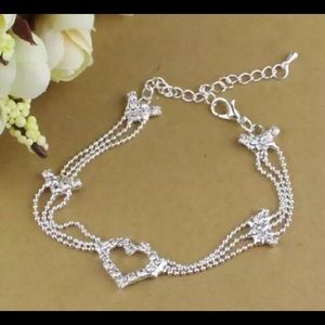 Jewelry | Heart Chain Crystal Anklet Bracelet | Poshmark